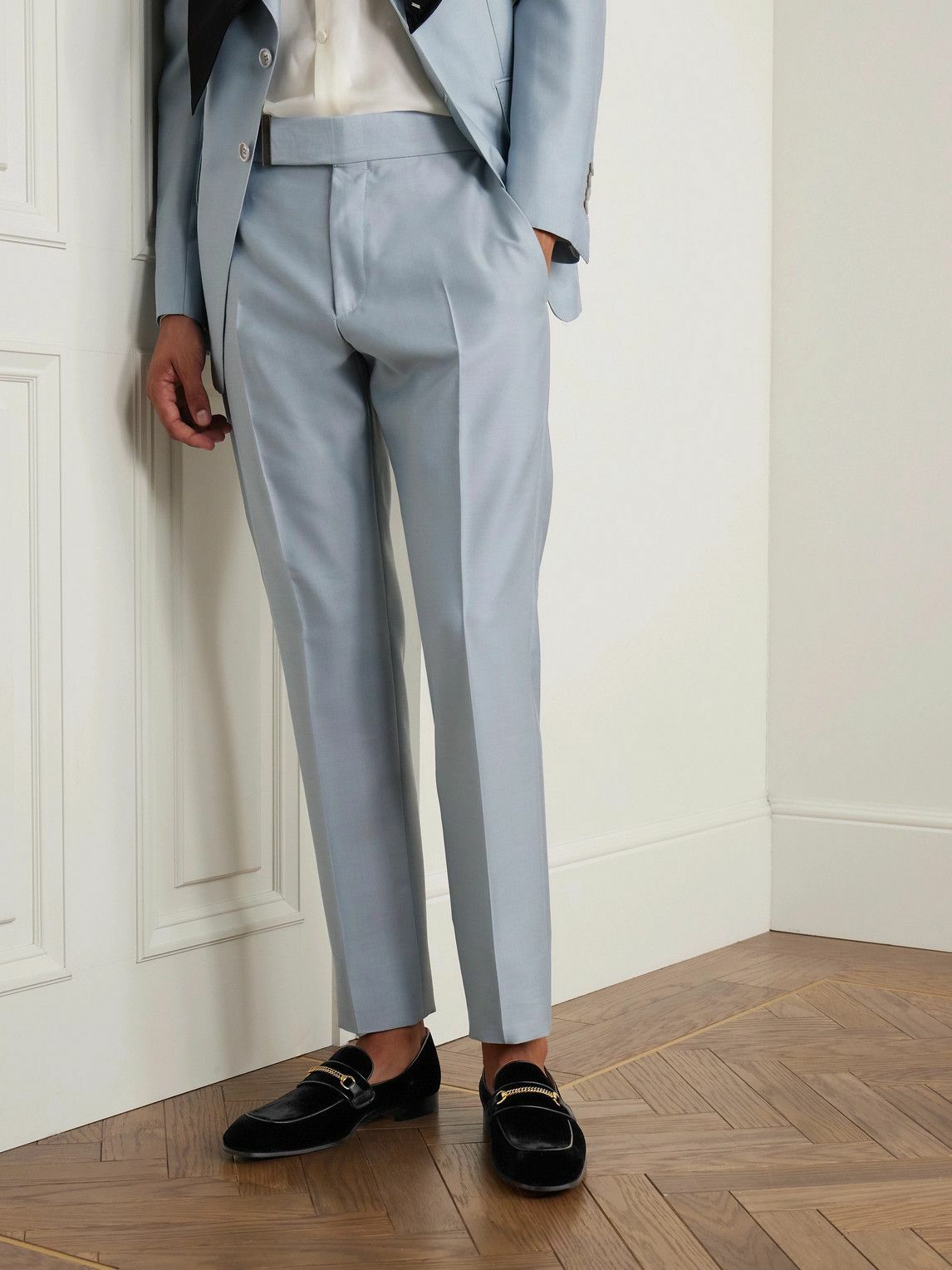 TOM FORD - Bailey Chain-Embellished Leather-Trimmed Velvet Loafers ...