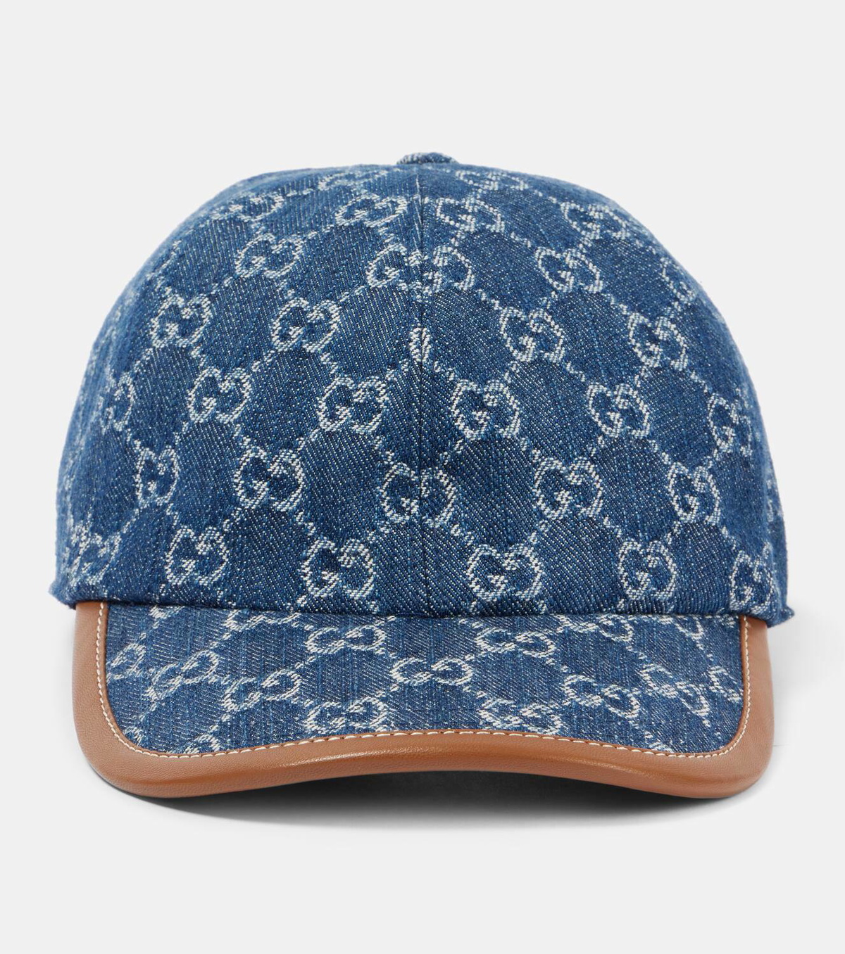 Gucci GG Canvas leather-trimmed denim baseball cap Gucci