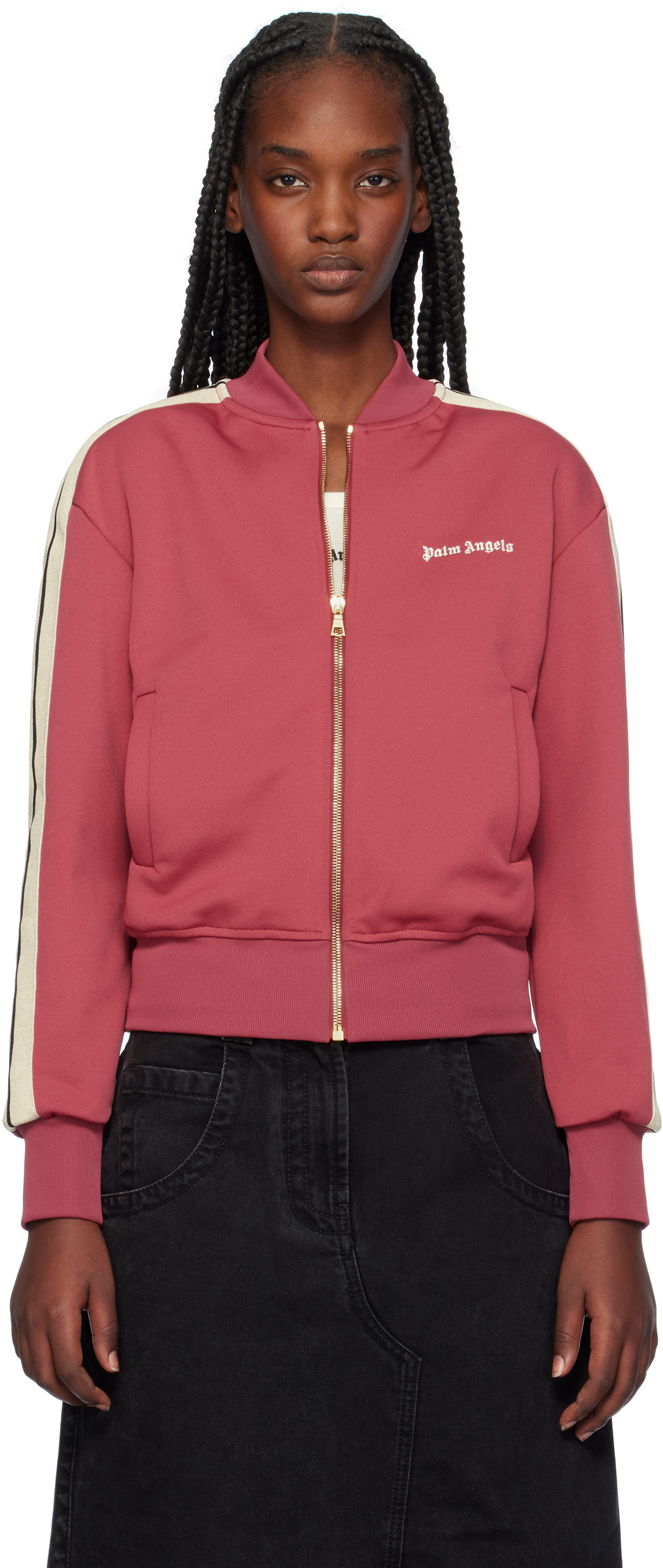 Palm Angels Red Classic Logo Track Bomber Jacket Palm Angels