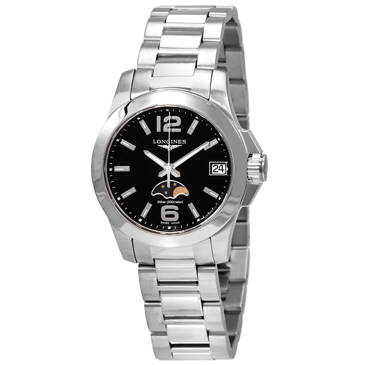 Longines Conquest Quartz Black Dial Ladies Watch L33804586 Longines