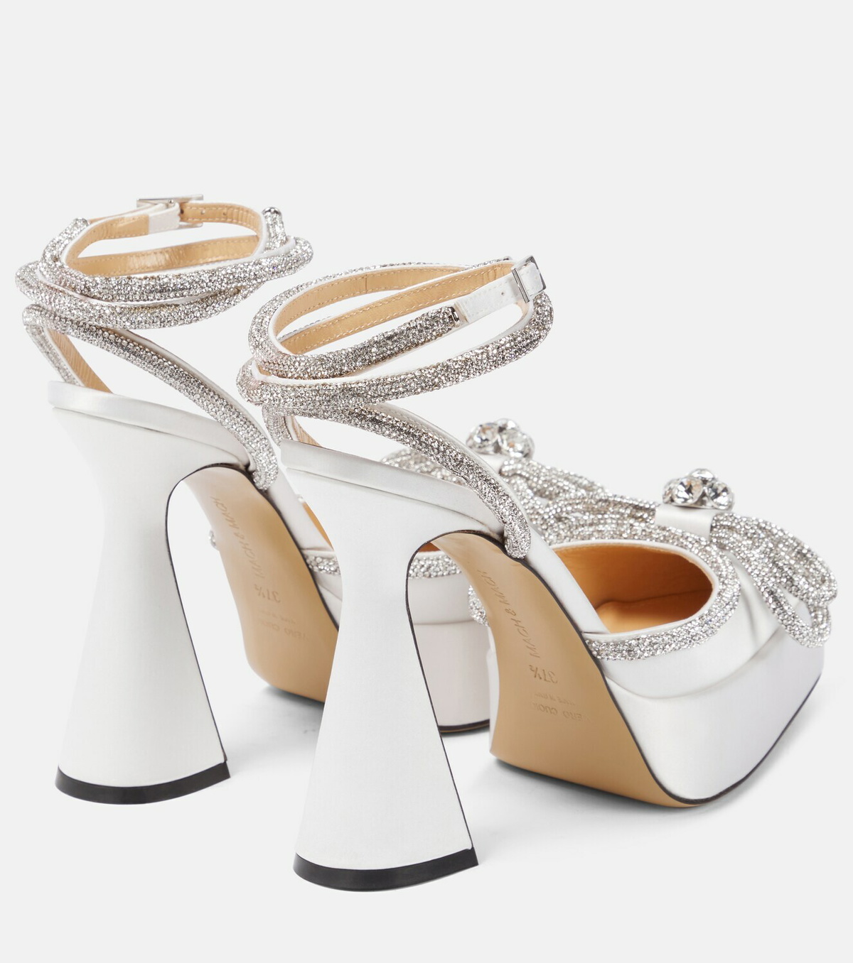Mach & Mach - Double Bow embellished silk satin platform pumps MACH & MACH