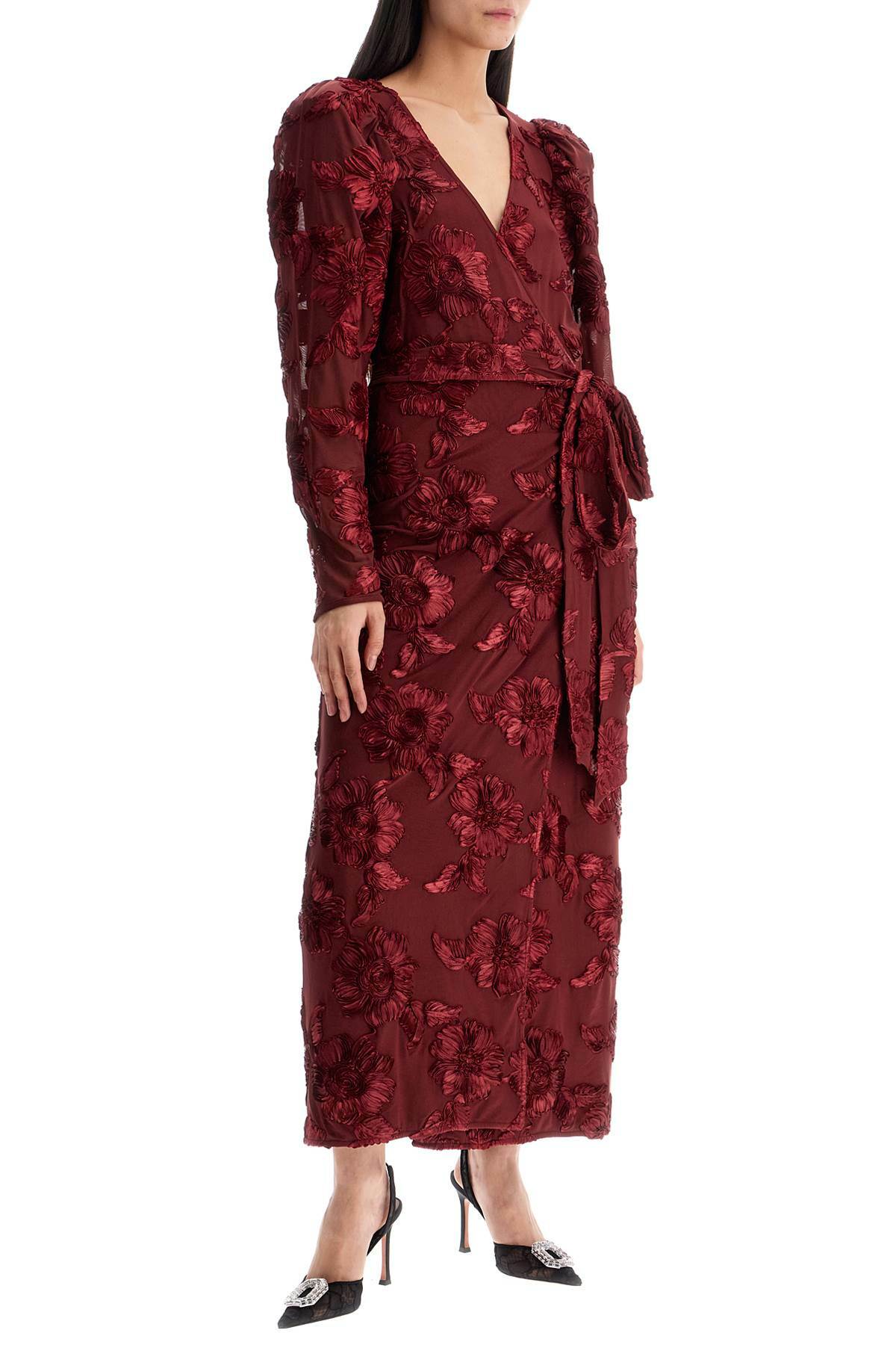 ROTATE 'mesh dress with embroidered flower details' Red ROTATE Birger ...