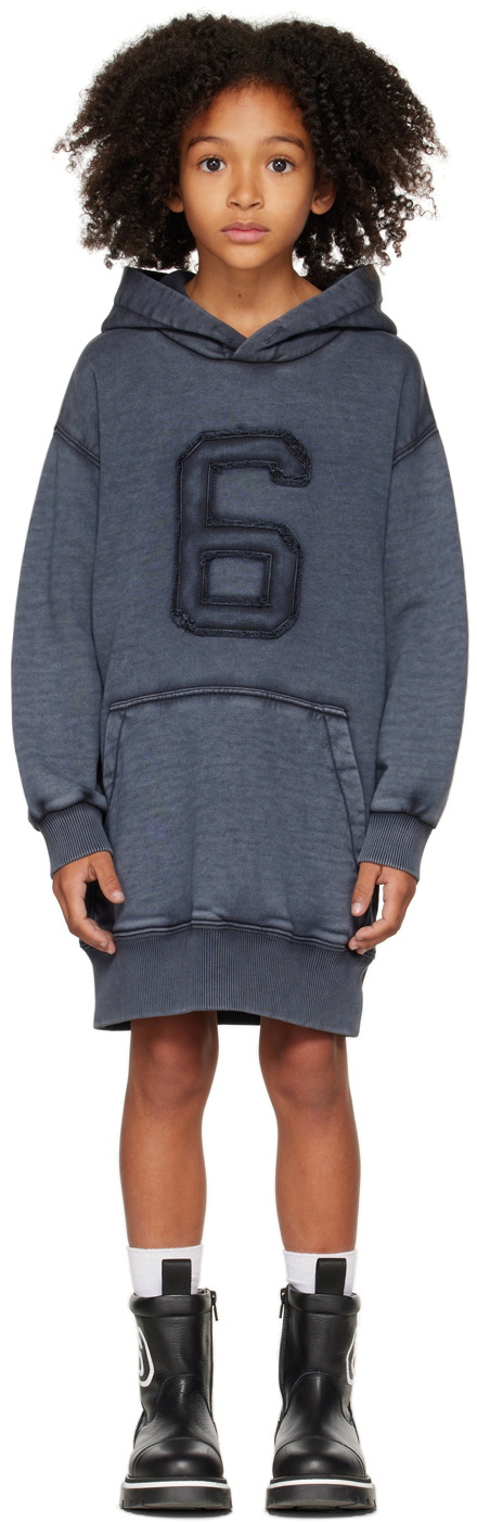 MM6 Maison Margiela Kids Black Logo Hoodie Dress MM6 Maison Margiela
