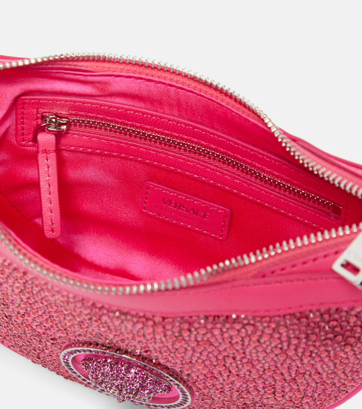 Versace - Crystal Repeat Mini embellished leather shoulder bag Versace