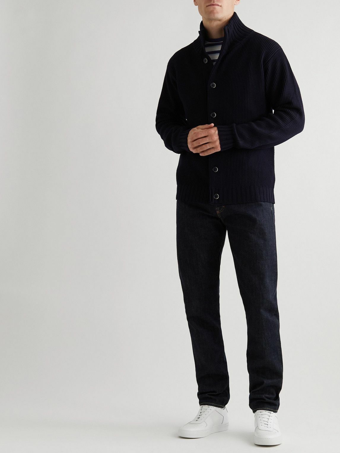 Barena - Ribbed Merino Wool Cardigan - Blue Barena