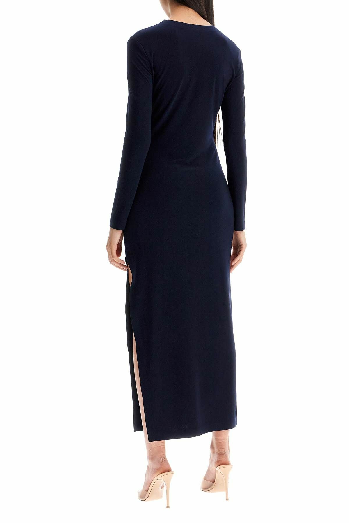 NORMA KAMALI maxi form-fitting dress with side Blue Norma Kamali
