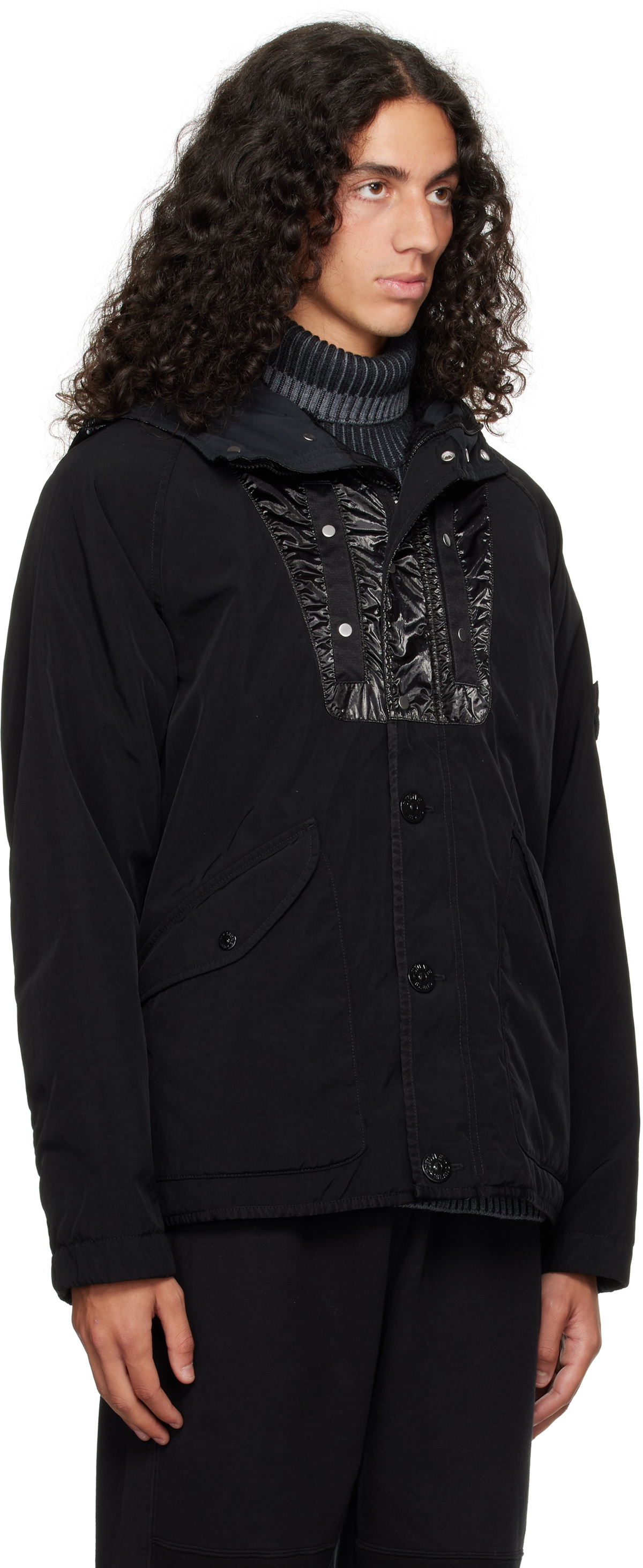Stone Island Black Nylon Panama Jacket Stone Island