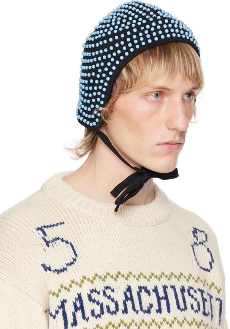 Bode Black Beaded Cap Bode