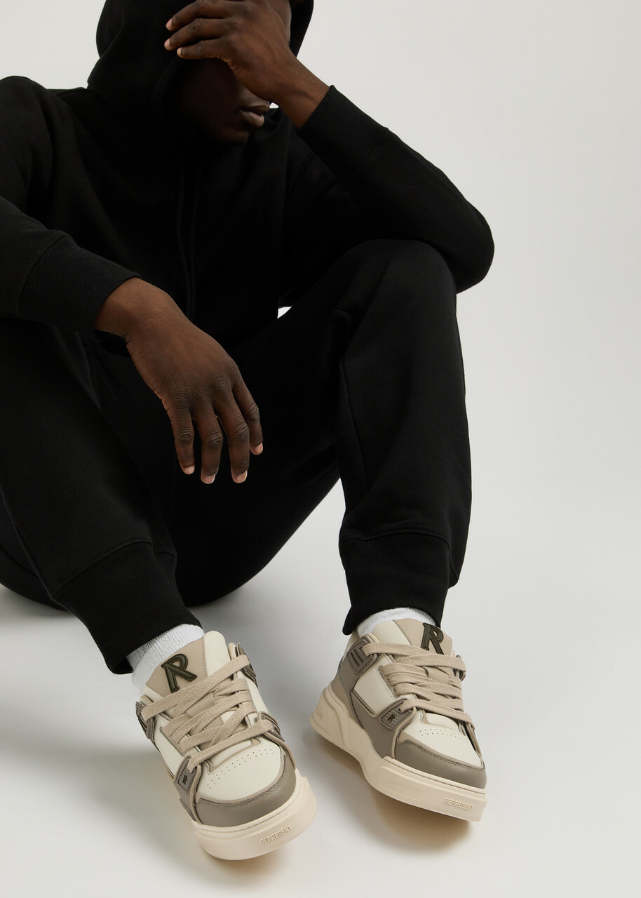 Represent Studio Panelled Leather Sneakers Beige Represent
