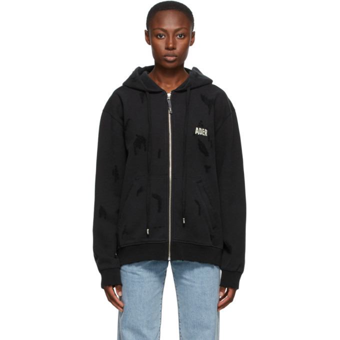 ADER error Black Masking Zip-Up Hoodie ADER error