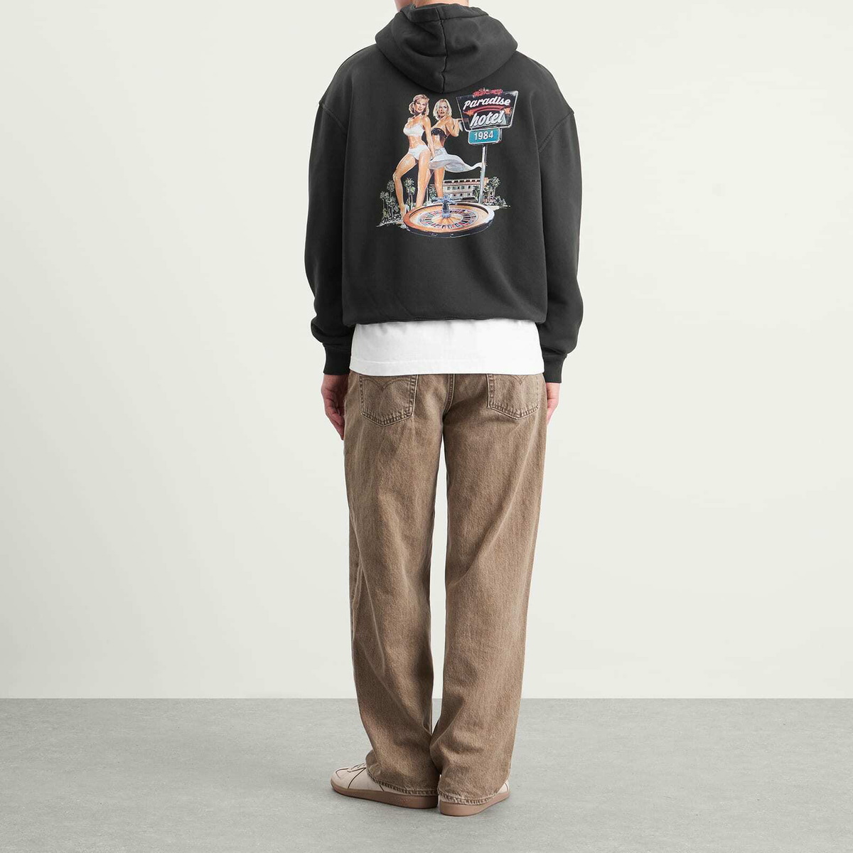 Club 1984 Men's Paradise Hotel Hoodie in Washed Black Club 1984