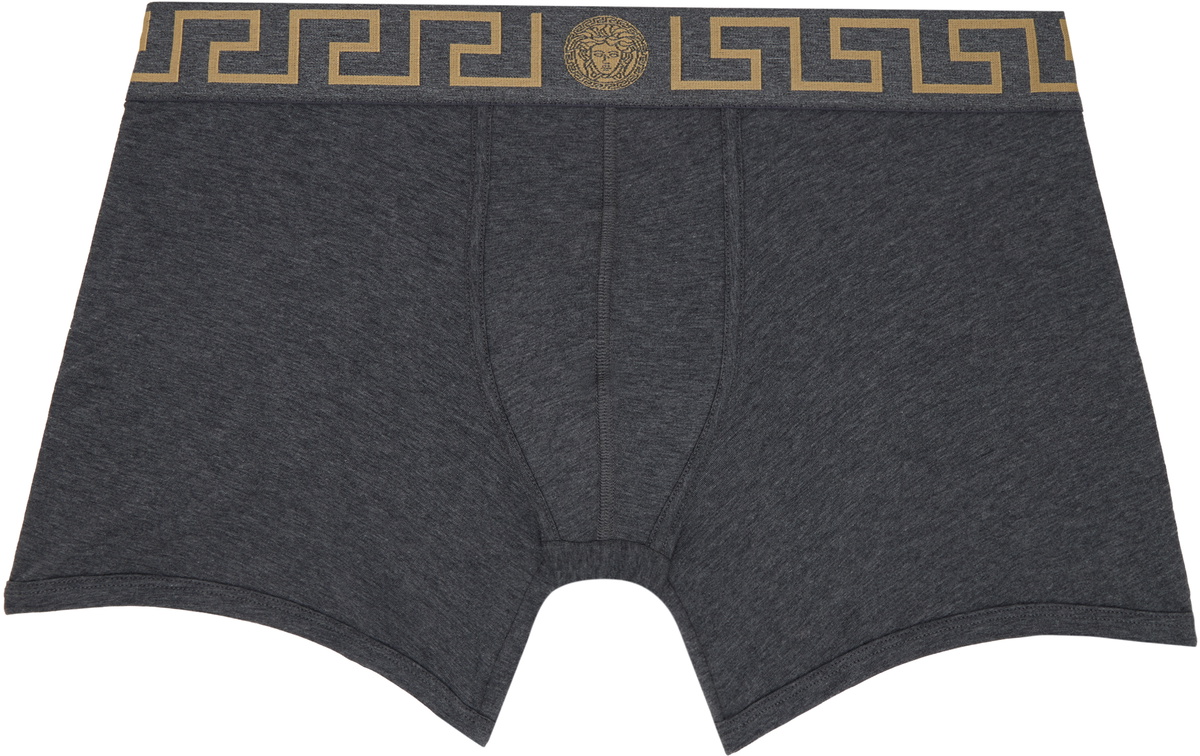 Versace Underwear Two-Pack Black & Gray Greca Border Boxer Briefs ...