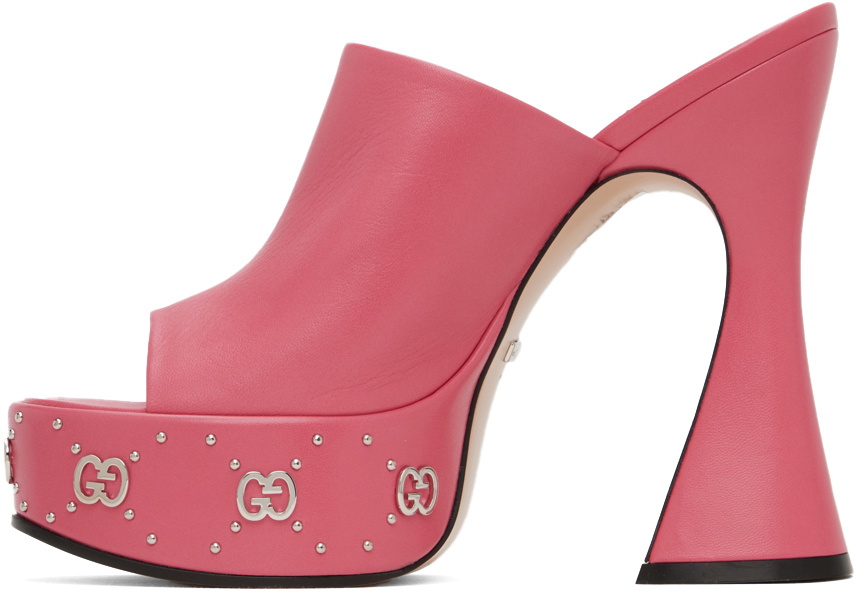 Gucci Pink Leather Heeled Sandals Gucci