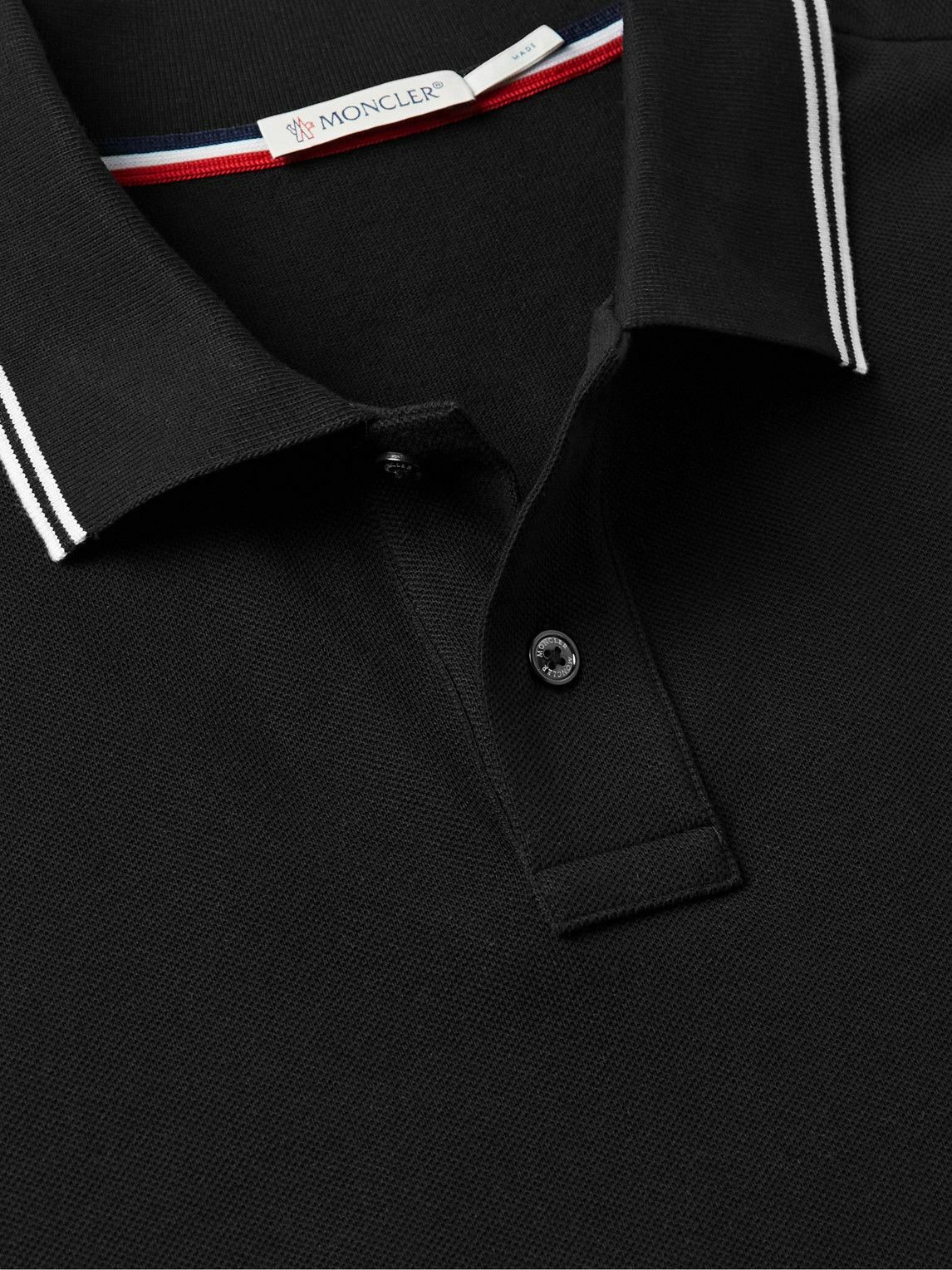 Moncler - Logo-Appliquéd Cotton-Piqué Polo Shirt - Black Moncler