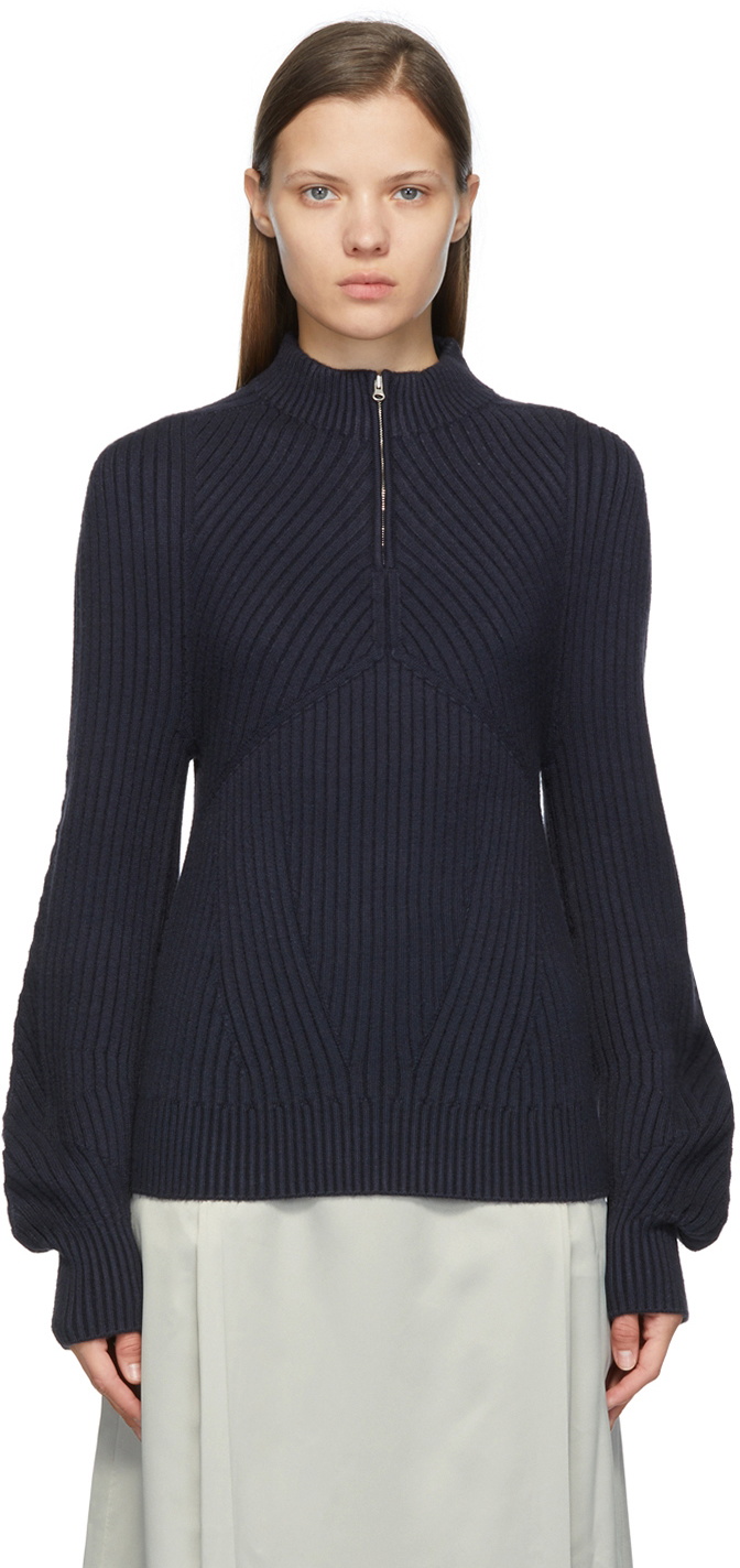 LOW CLASSIC Ribbed Wholegarment Half-Zip Sweater Low Classic