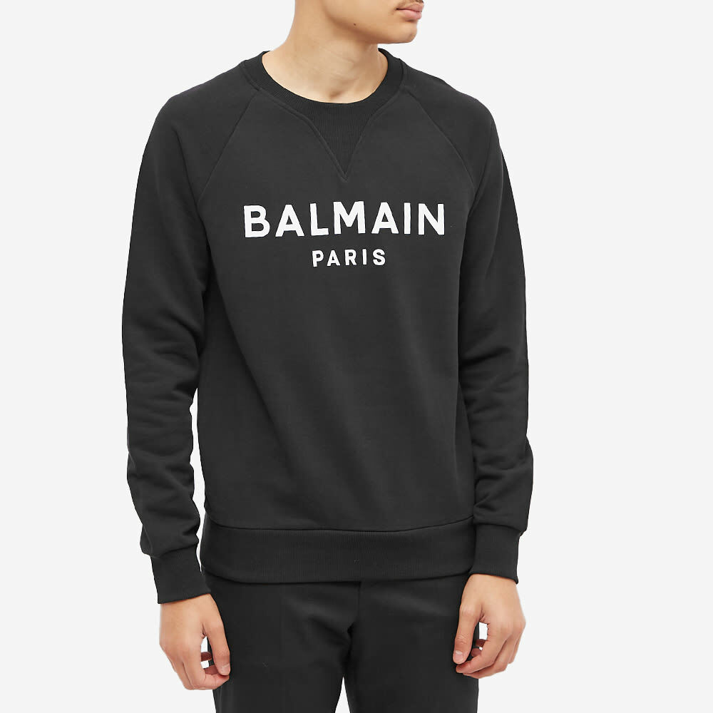 Balmain Men's Classic Paris Crew Sweat in Black/White Balmain