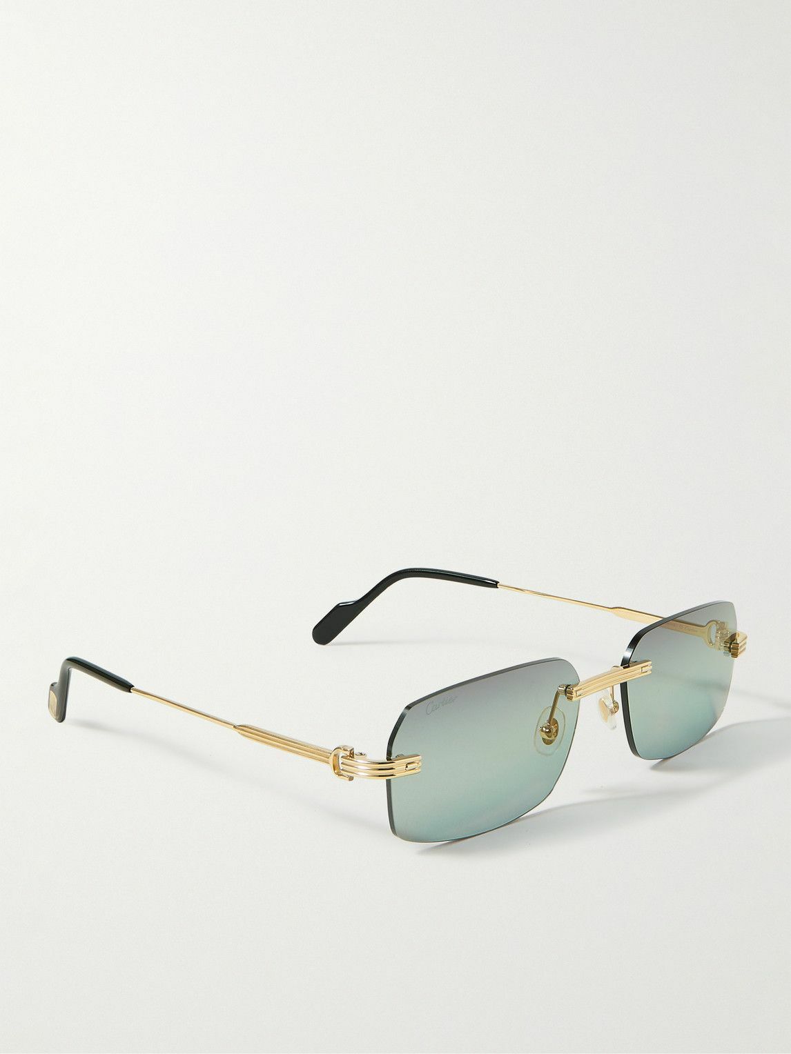 Cartier Eyewear - Rimless Rectangular-Frame Gold-Tone Sunglasses Cartier