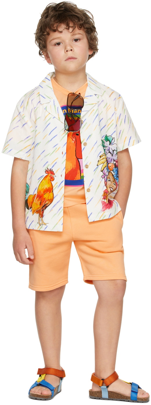 Maison Mangostan Kids Orange Rooster Shorts Maison Mangostan