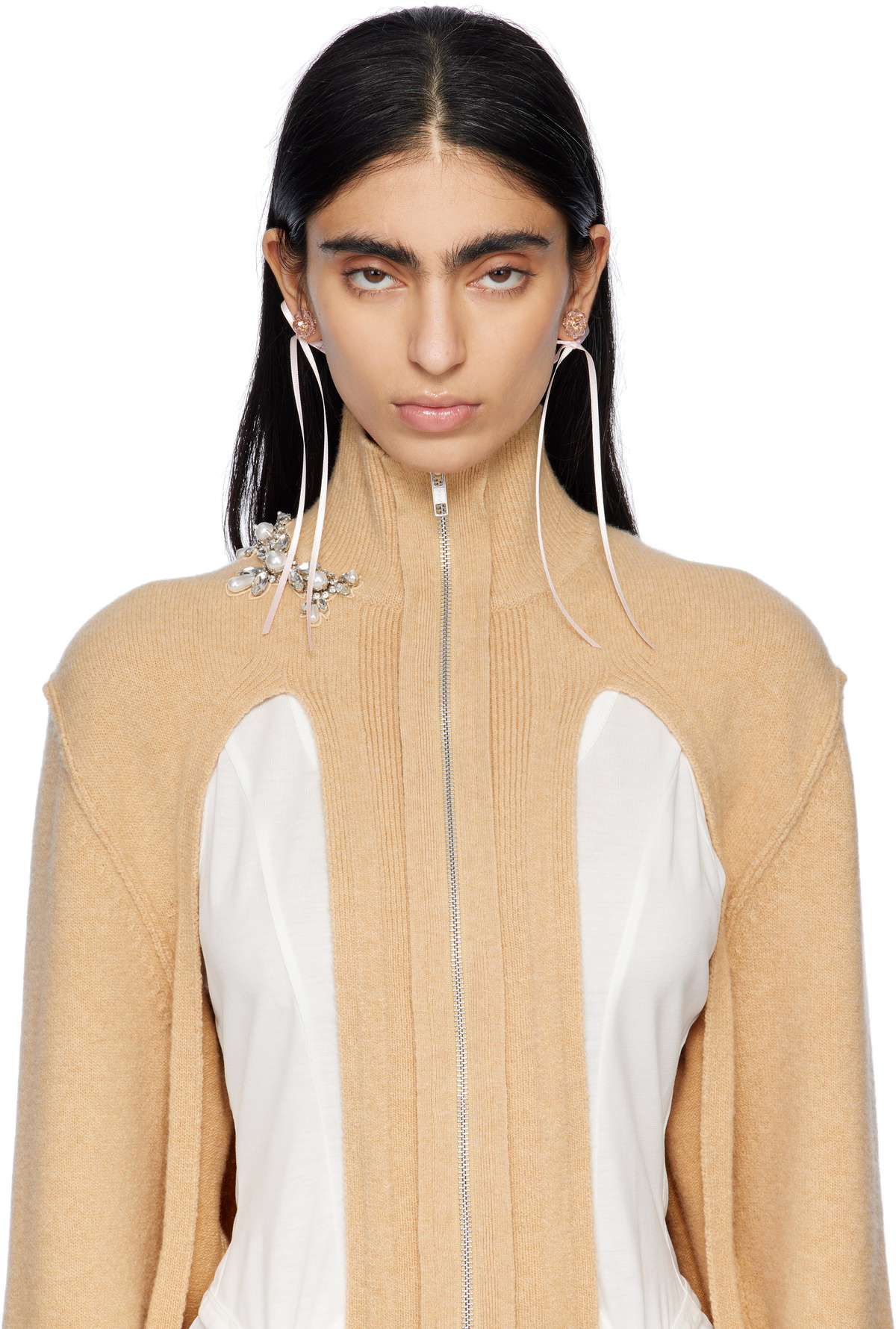 Simone Rocha Pink Bow Ribbon Stud Earrings Simone Rocha