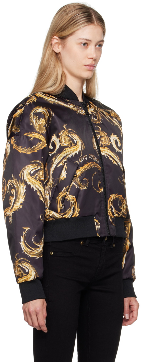 Versace Jeans Couture Black & Gold Chromo Couture Bomber Jacket Versace