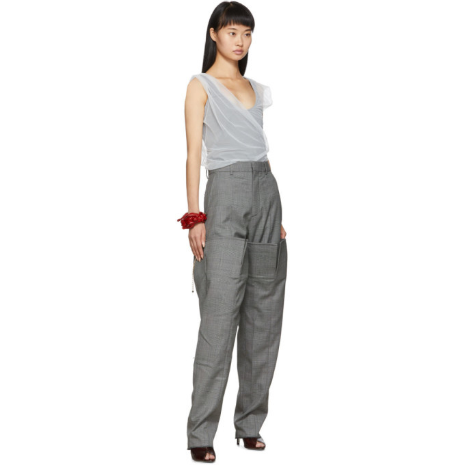 Y/Project Grey Check Double Leg Trousers Y/Project