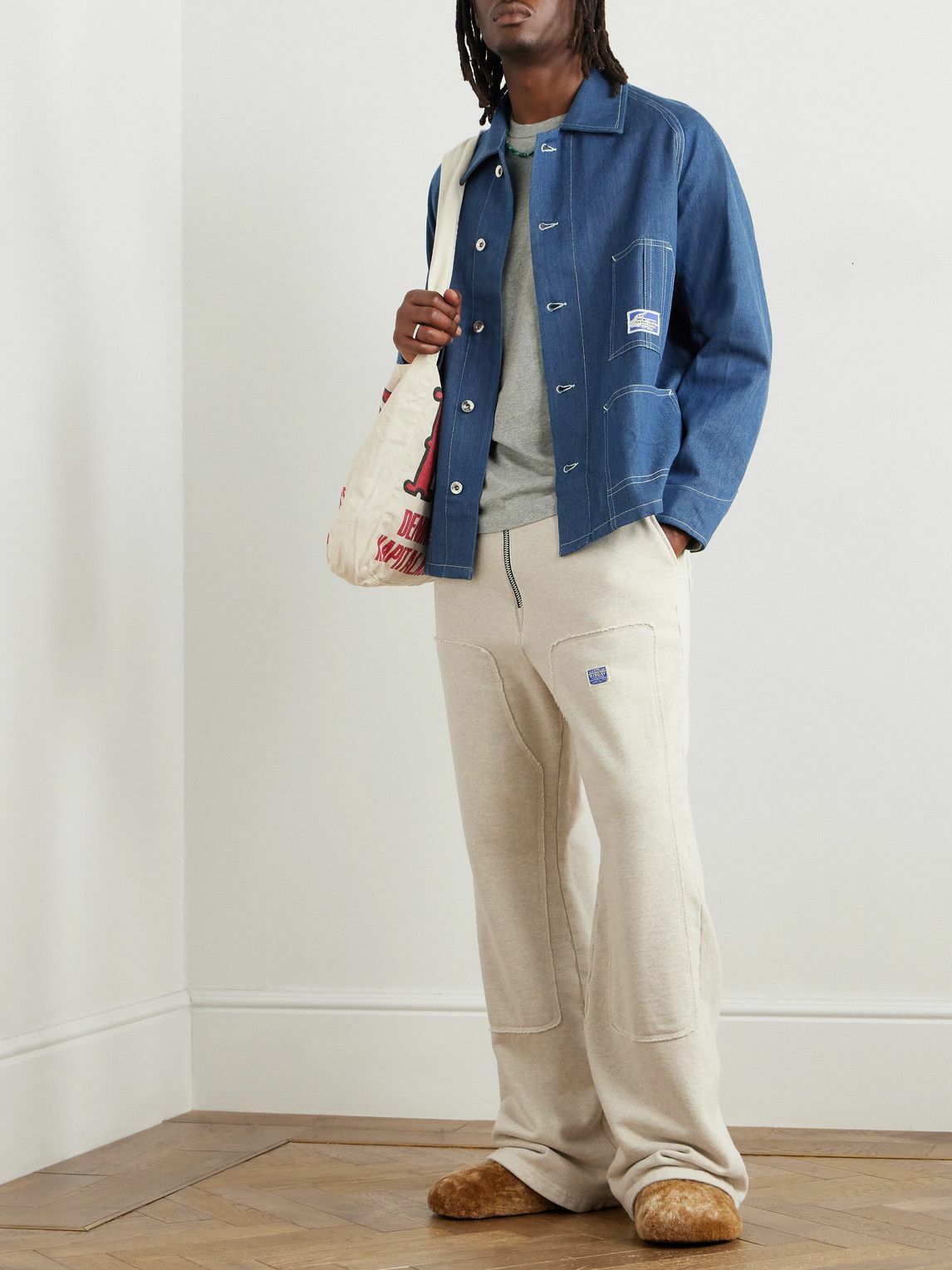 Story Mfg. - Railroad Logo-Appliquéd Organic Denim Jacket - Blue Story Mfg.