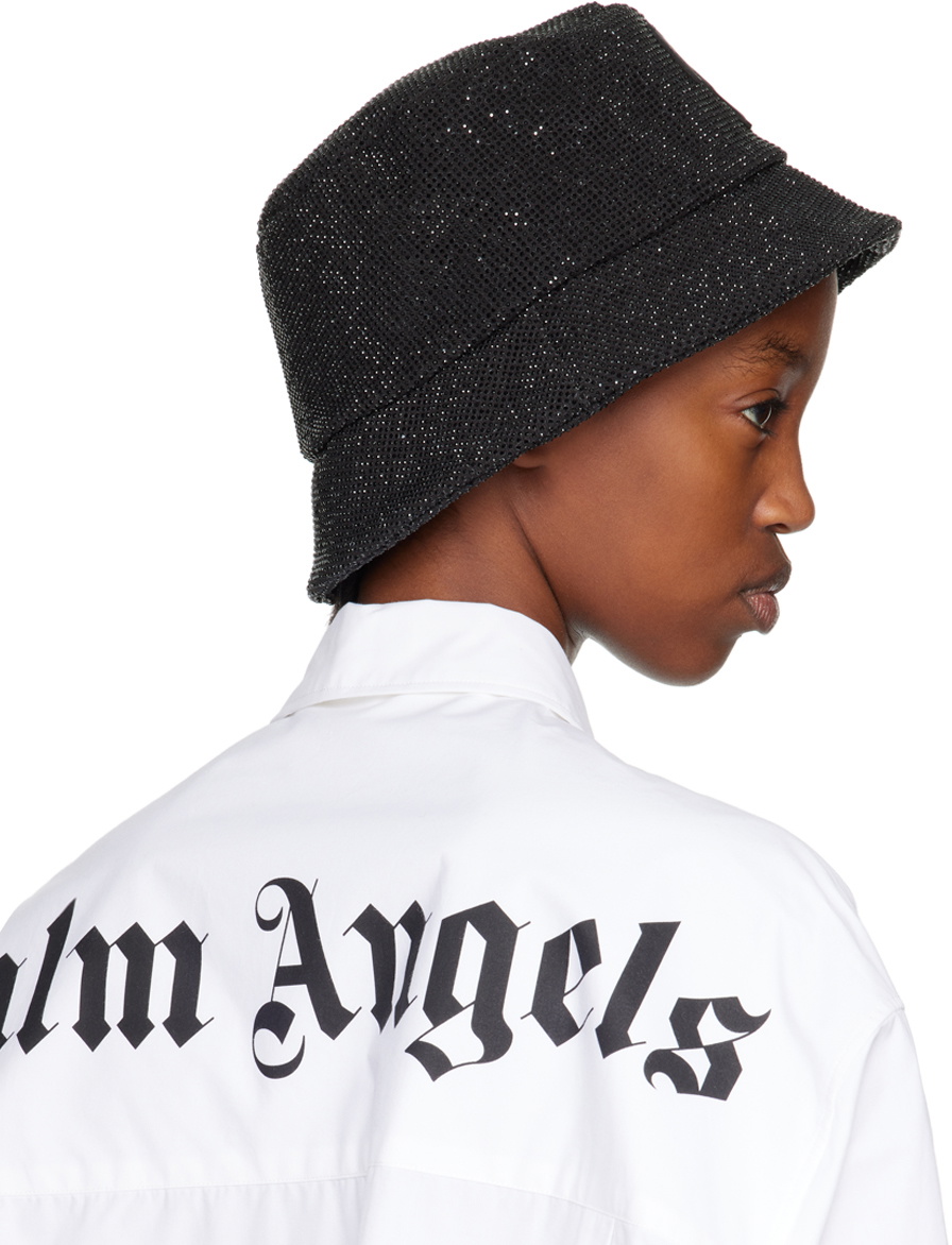 Palm Angels Black Crystal Palm Bucket Hat Palm Angels