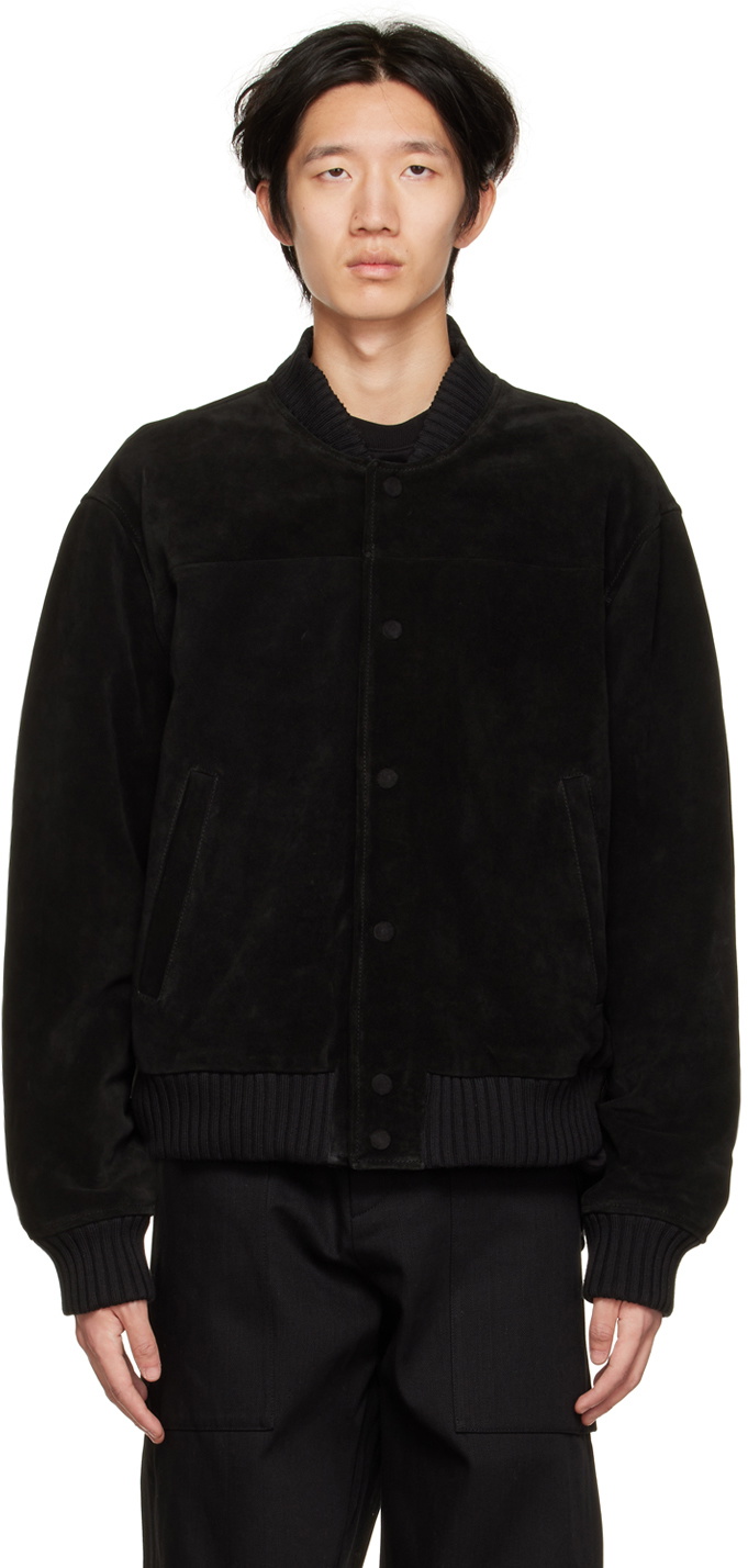 424 Black Paneled Leather Jacket 424