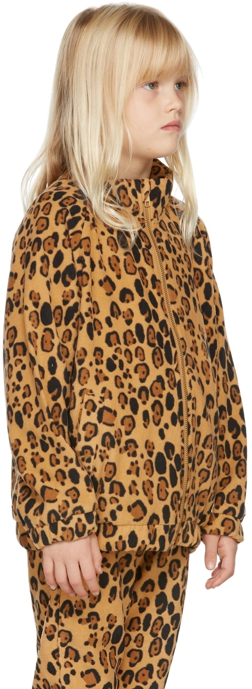 Mini Rodini Kids Beige Fleece Leopard Jacket Mini Rodini