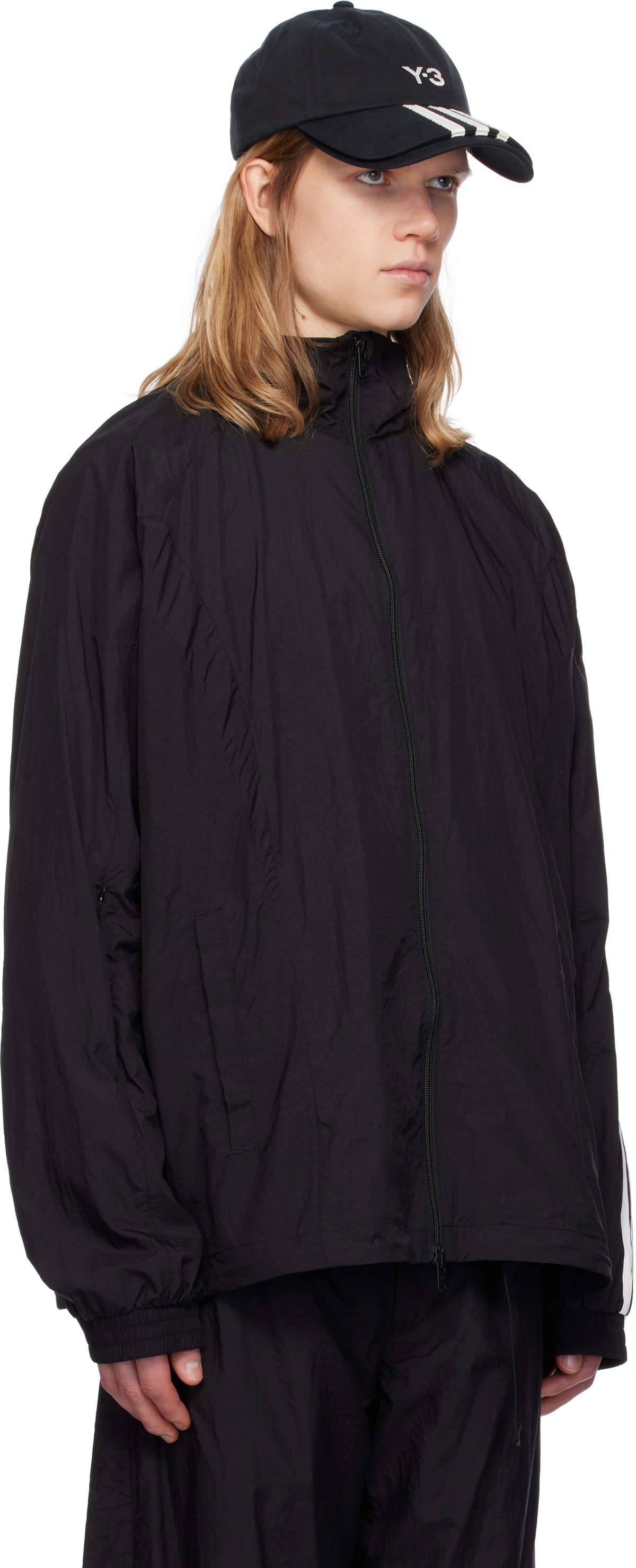 Y-3 Black 3-Stripes Nylon Shell Jacket Y-3