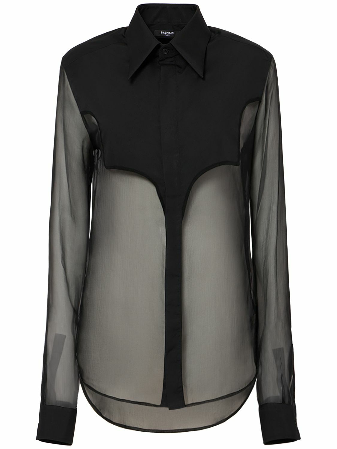 BALMAIN - Silk Chiffon Western Shirt Balmain