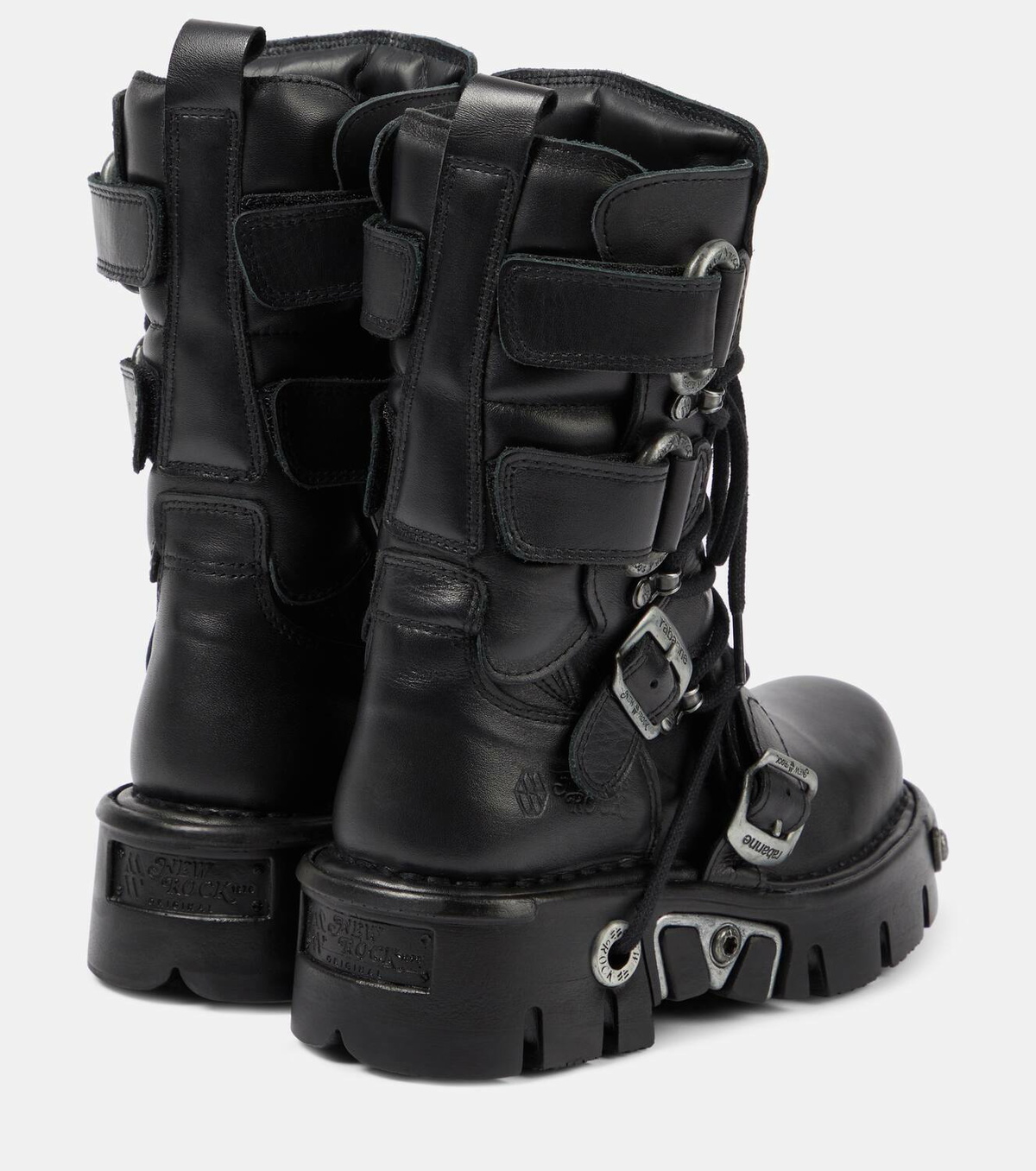 Rabanne x New Rock embellished leather biker boots Paco Rabanne