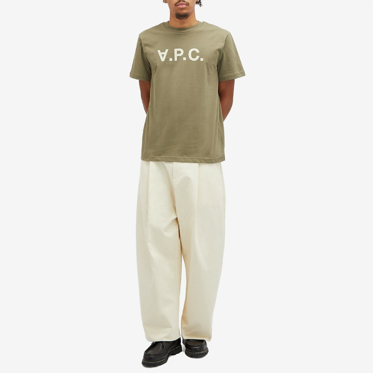 A.P.C. Men's VPC Logo T-Shirt in Military Khaki/Ecru A.P.C.