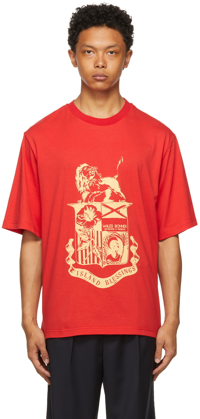 Wales Bonner Red Johnson Crest T-Shirt Wales Bonner