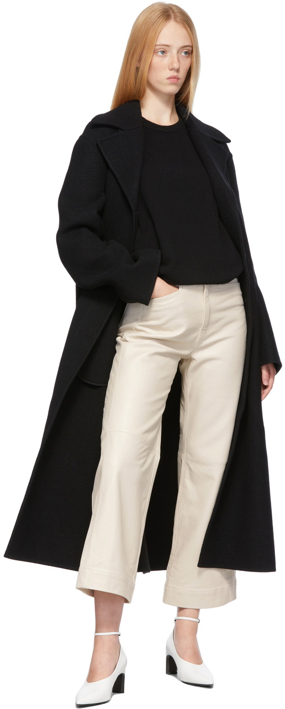 Jil Sander Black Virgin Wool Double Washed Coat Jil Sander