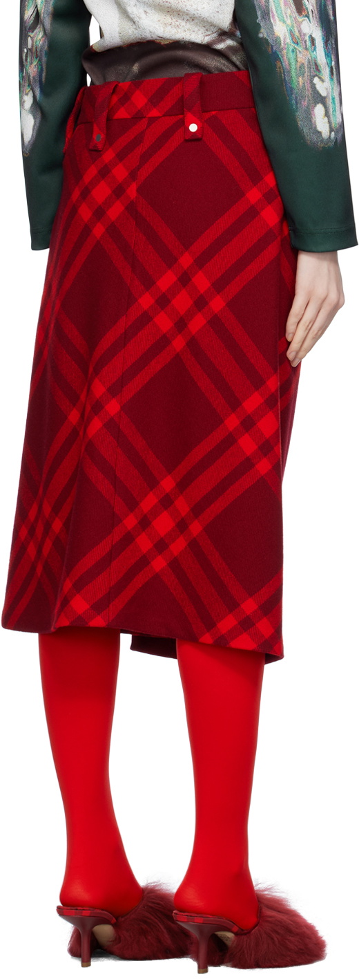 Burberry Red Check Midi Skirt Burberry