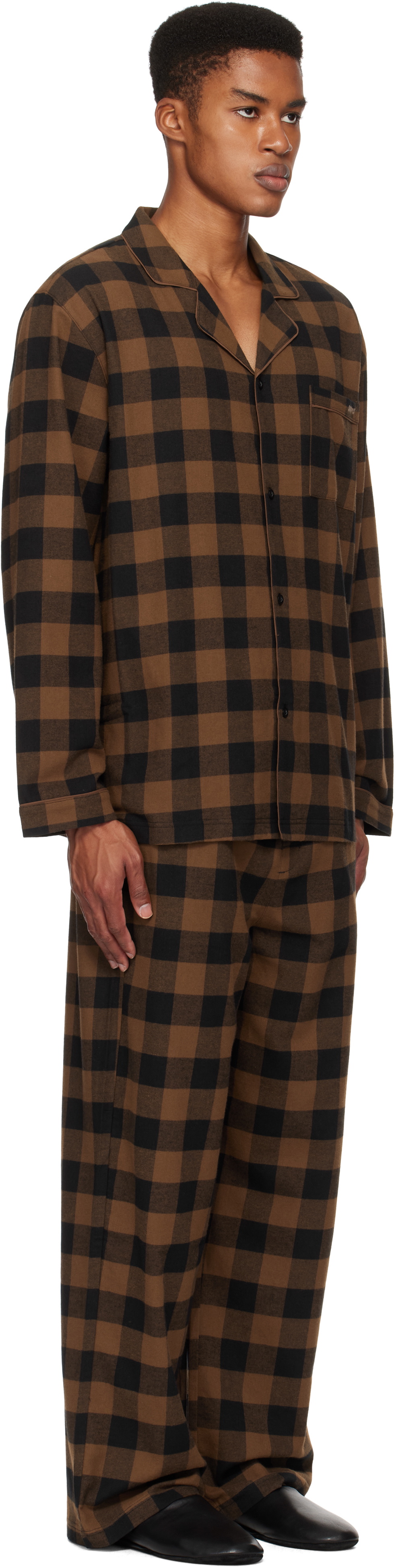 SKIMS Brown Flannel Sleep Pyjama Set SKIMS