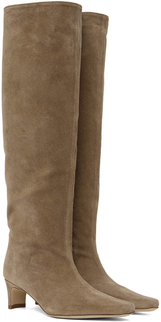 Staud Taupe Wally Suede Tall Boots Staud