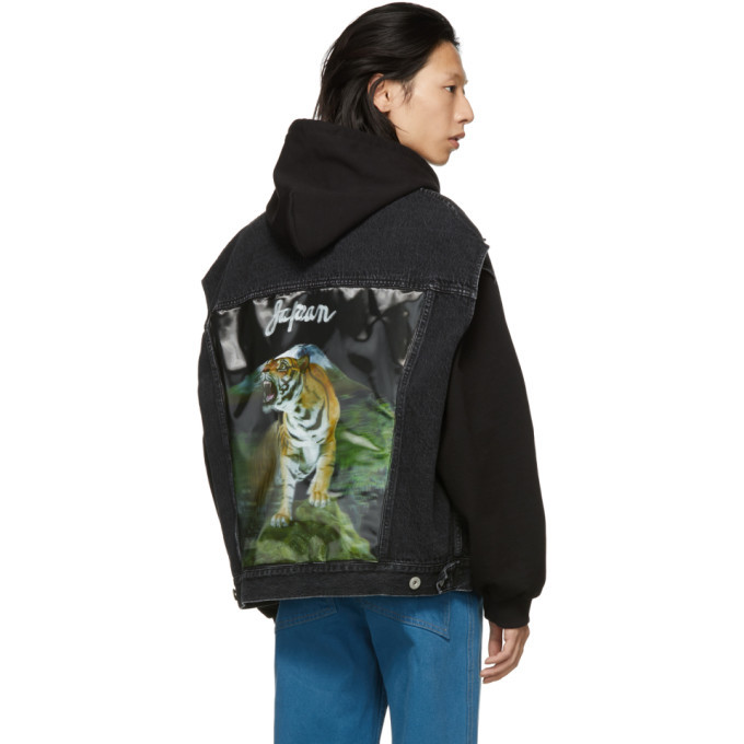 Doublet Black Denim Silk 3D Tiger Vest Doublet