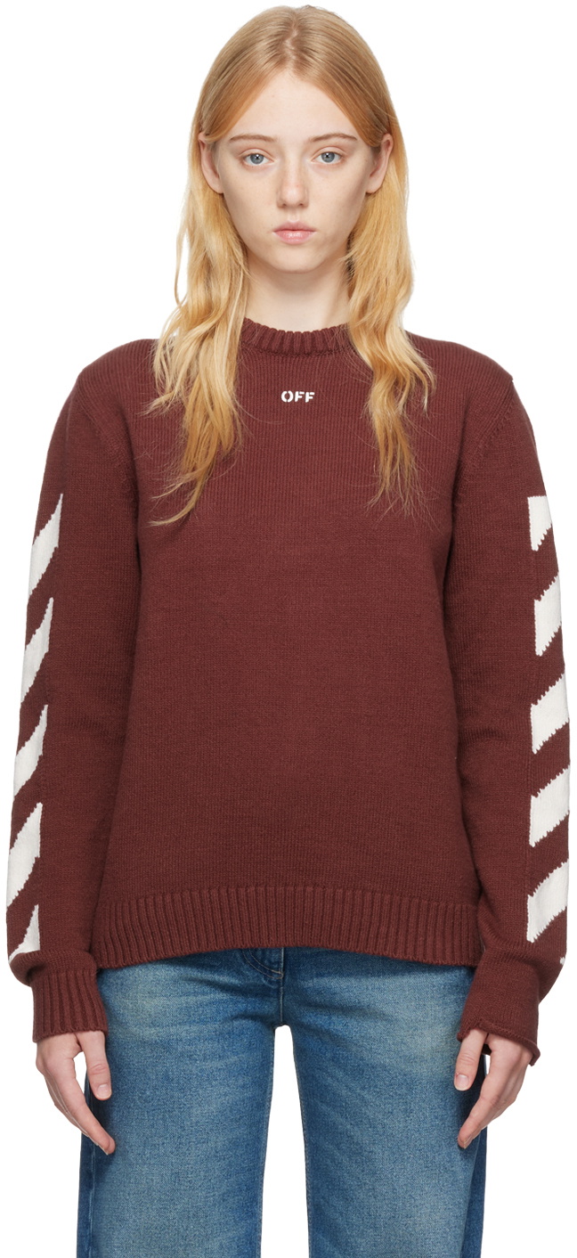 Off-White Burgundy Diag Sweater Off-White