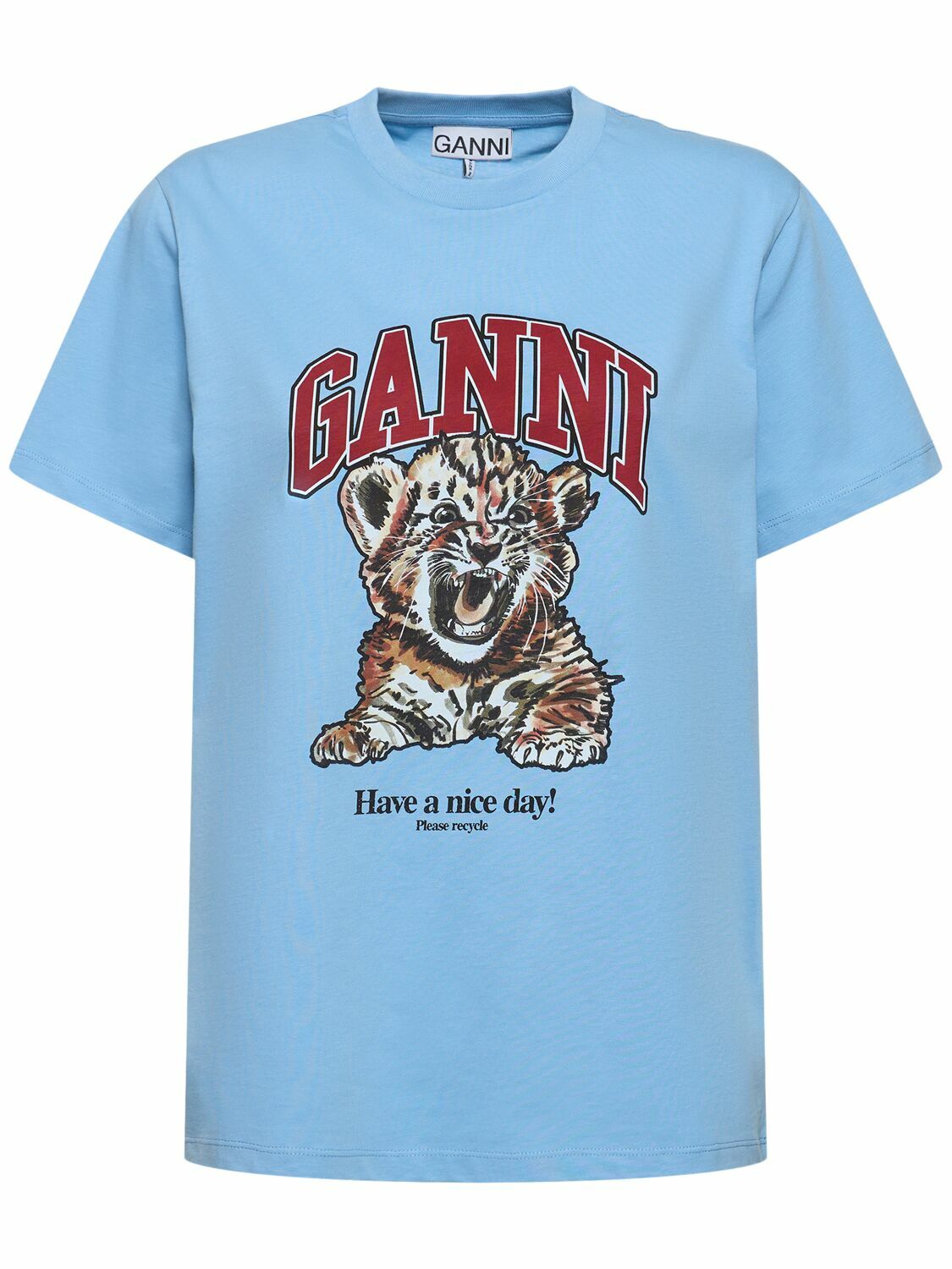 GANNI Tiger Print Organic Cotton T-shirt GANNI