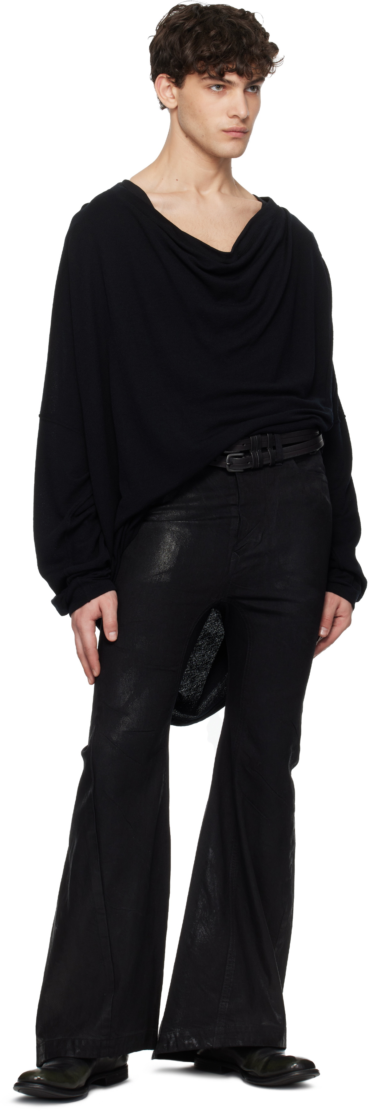 Julius Black Ana-Knit Drape Sweater Julius