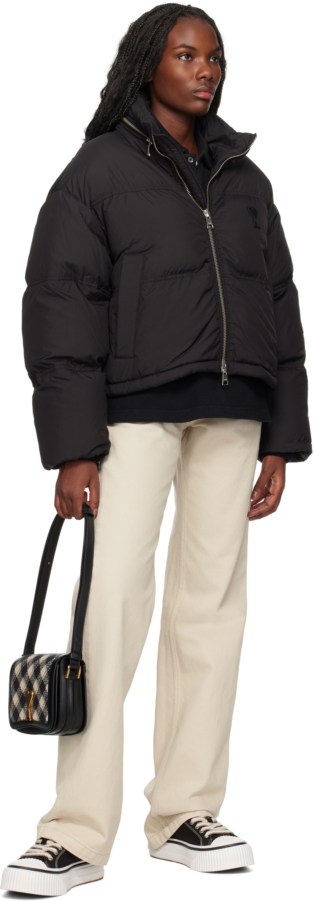 AMI Paris Black Ami de Coeur Down Jacket AMI