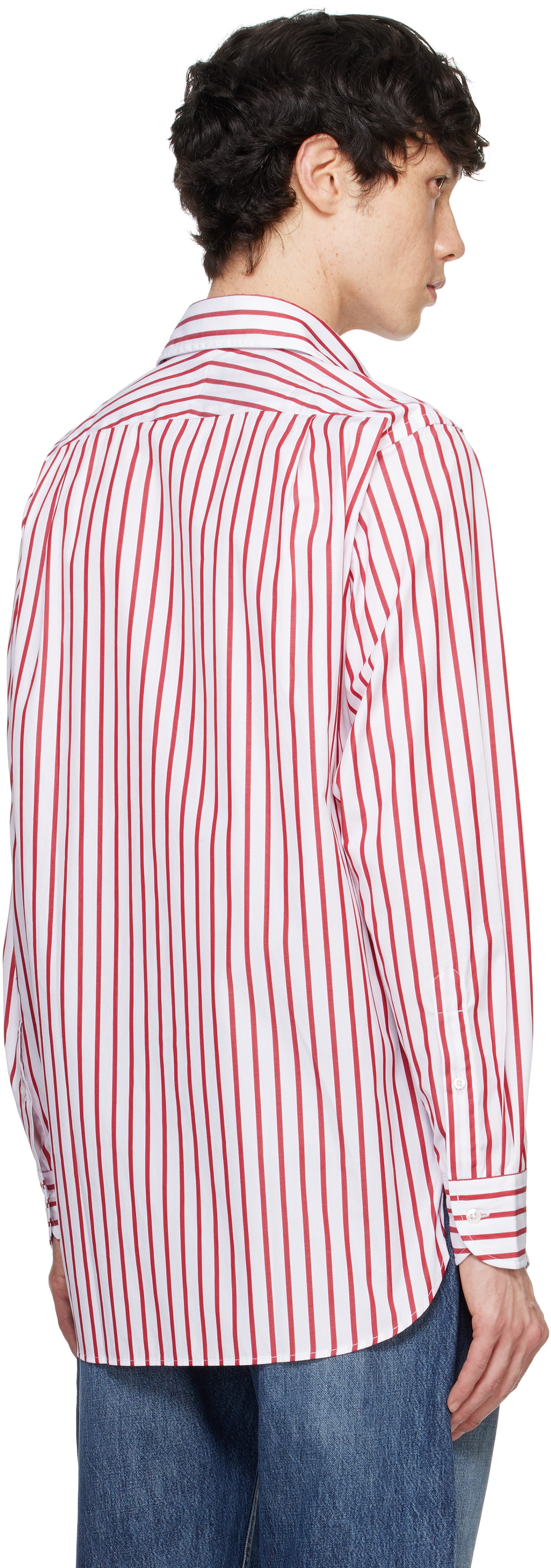 Drake's Red & White Striped Shirt Drake's