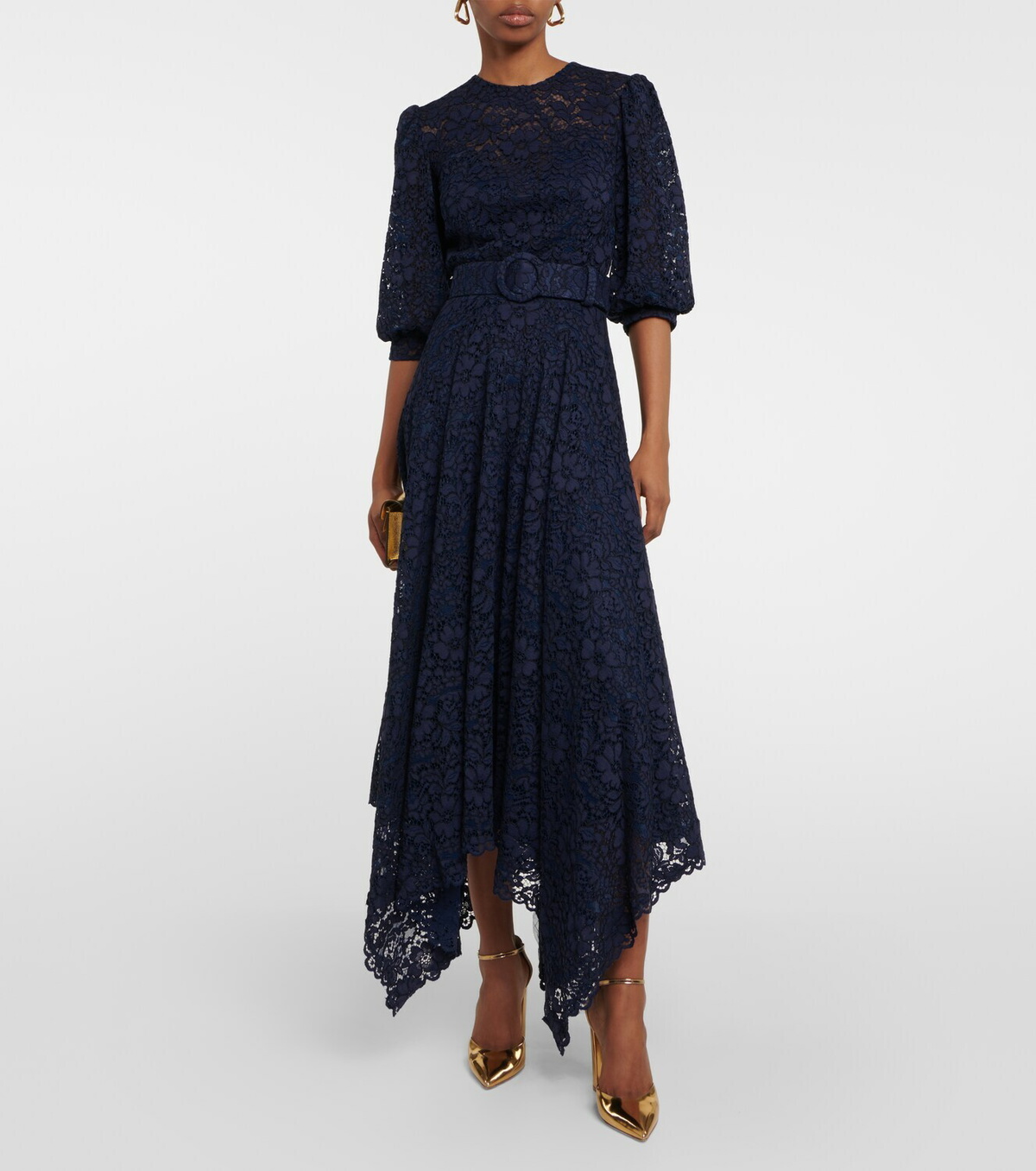 Costarellos Belted lace midi dress Costarellos