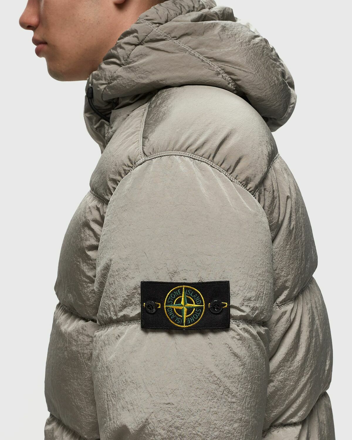 Stone Island Nylon Metal In Econyl Hooded Down Jacket Beige Down ...
