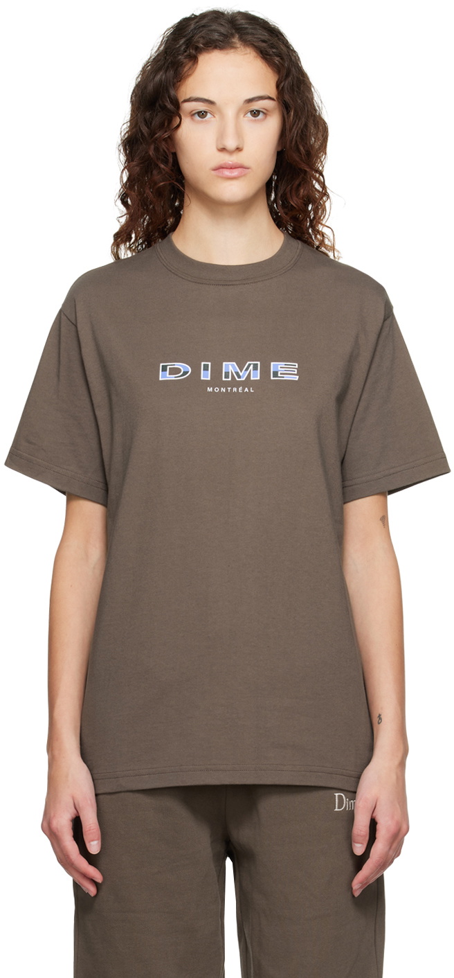 Dime Brown Block Font T-Shirt Dime
