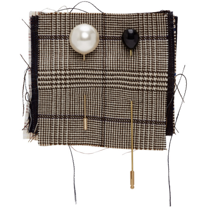 Raf Simons Gold and Brown Wool Swatch Pins Raf Simons