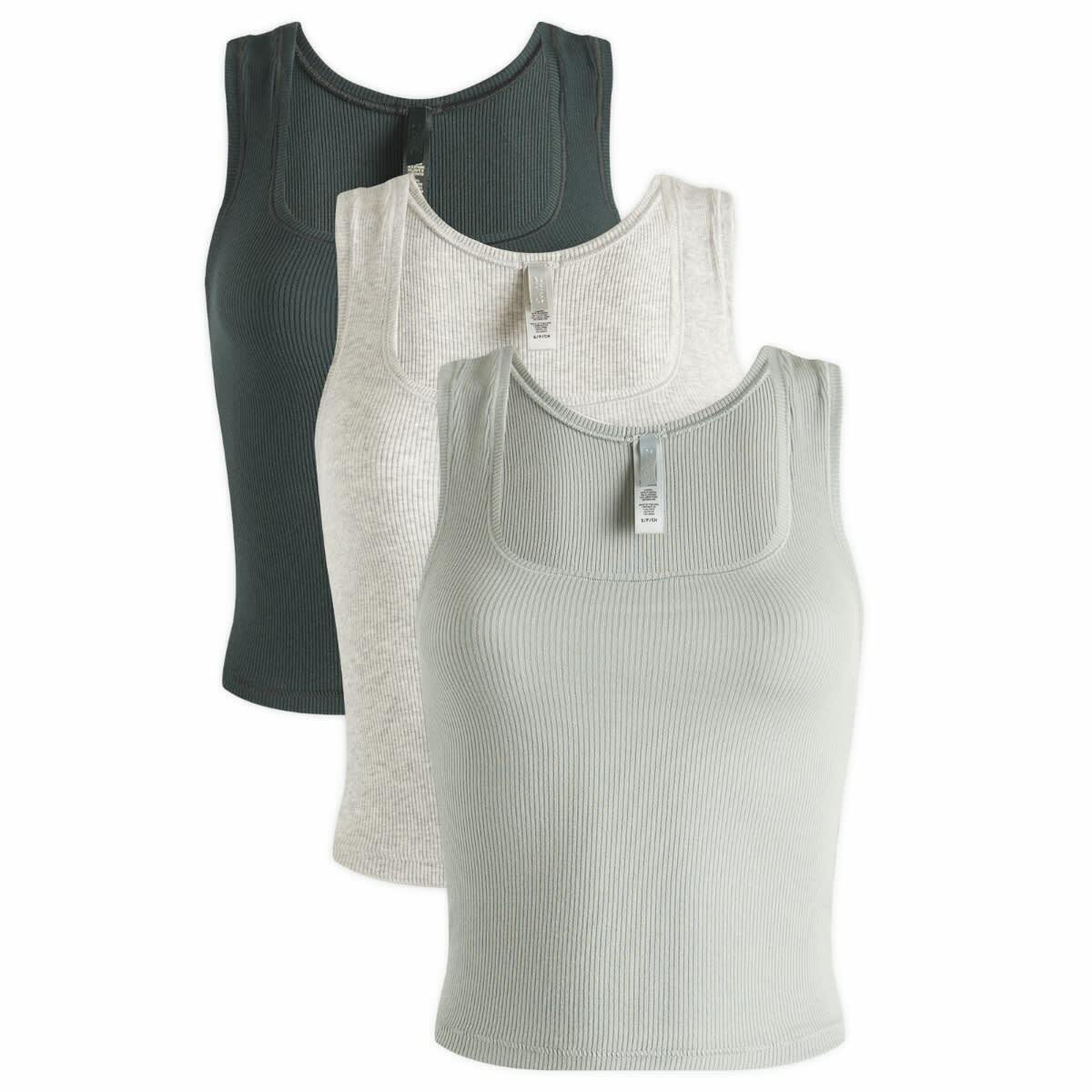 SKIMS Women's Cotton Rib Tank 3-Pack in Vapour Multi SKIMS