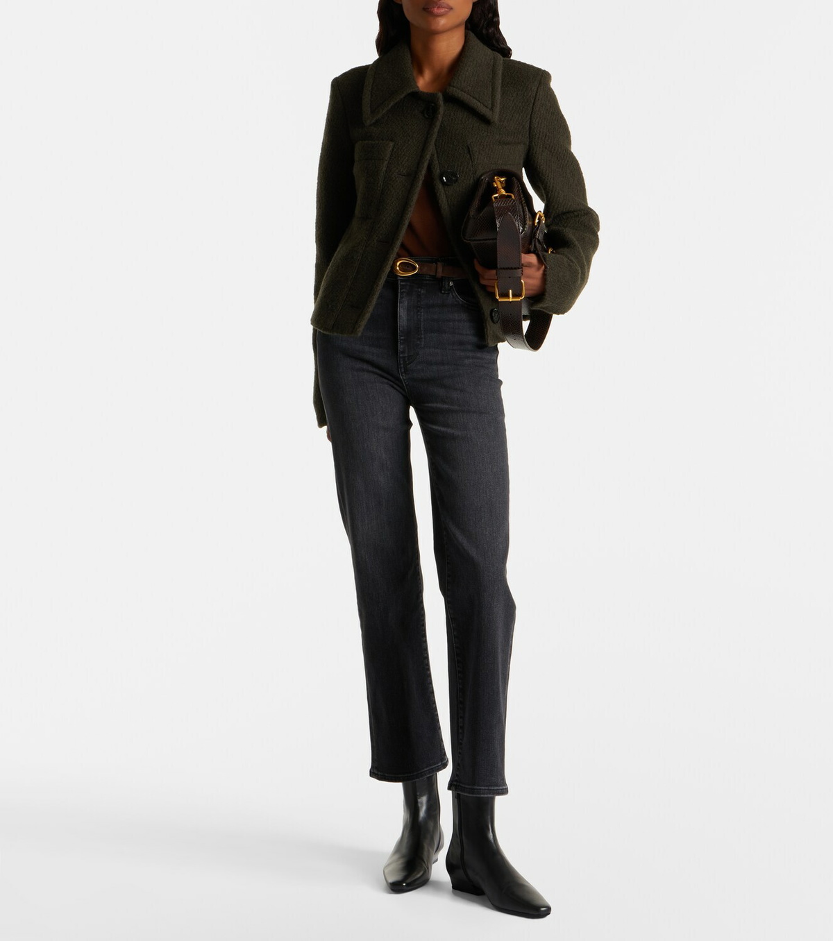 Frame Le Sleek cropped high-rise straight jeans Frame Denim